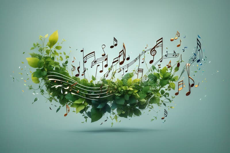 Music Notes with Green Leaves. Ai Generative Stock Illustration ...