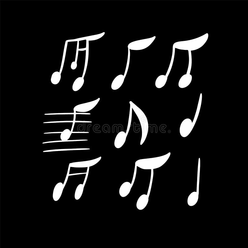 Music Notes Hand Drawn Vector Illustration Black Ink Isolated Stock ...