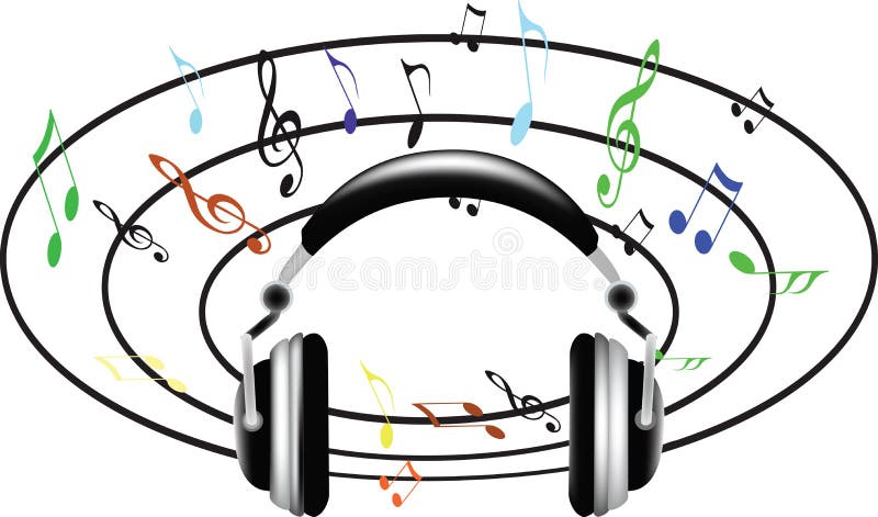 Music Notes with Headphones for Music Stock Vector - Illustration of ...
