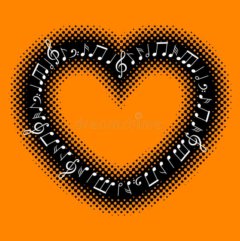 Music Notes with Heart Frame Stock Vector - Illustration of song ...