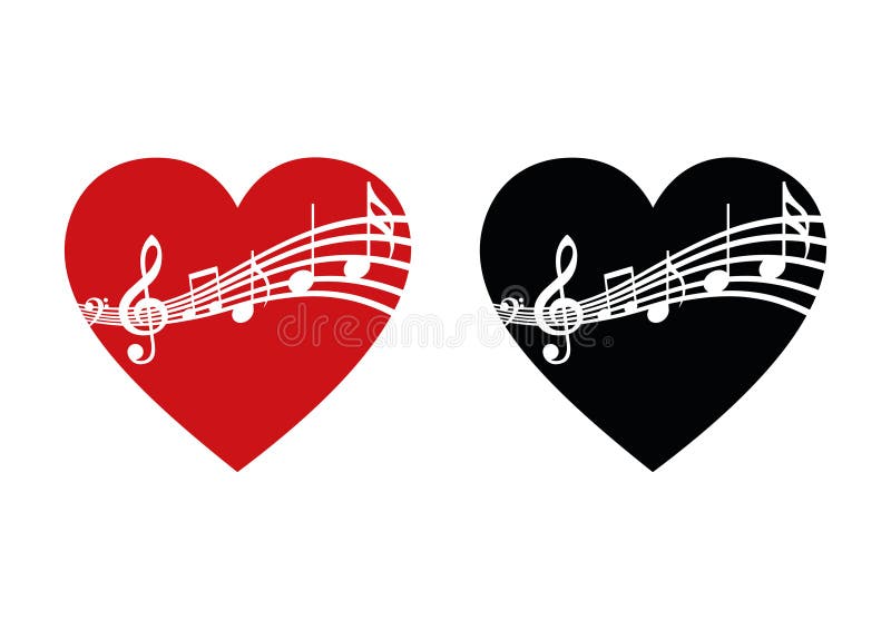 Music Notes in Heart Vector Illustration Stock Vector - Illustration of ...