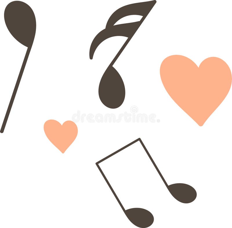 Music Notes with Hearts stock illustration. Illustration of graphic ...