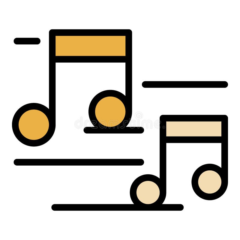 Music Notes Icon Color Outline Vector Stock Vector - Illustration of ...