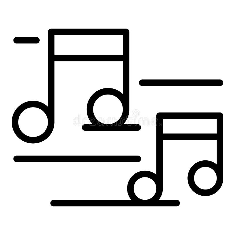 Music Key and Notes Icon, Outline Style Stock Vector - Illustration of ...