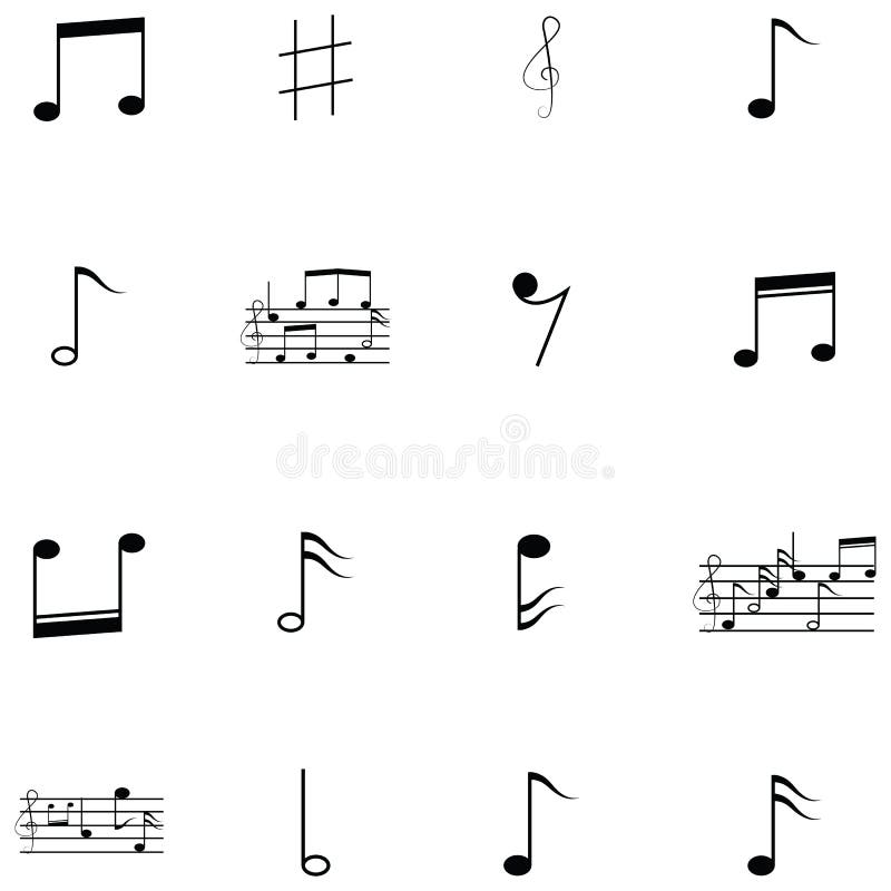 Music notes icon set stock vector. Illustration of graphic - 120568958