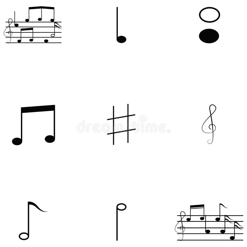 Music notes icon set stock vector. Illustration of design - 120569007