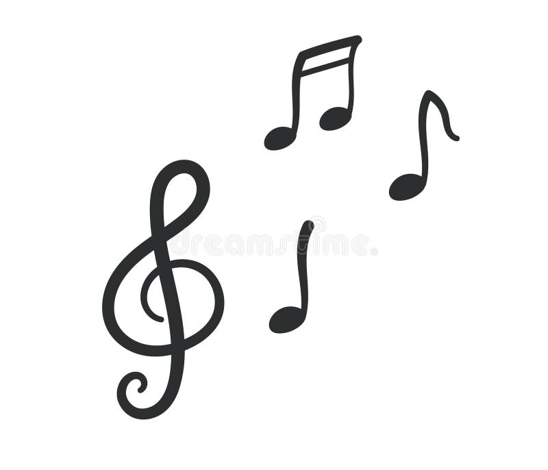 Music Notes Icon Set. Black Treble Clef. Music Symbol. Flat Vector ...