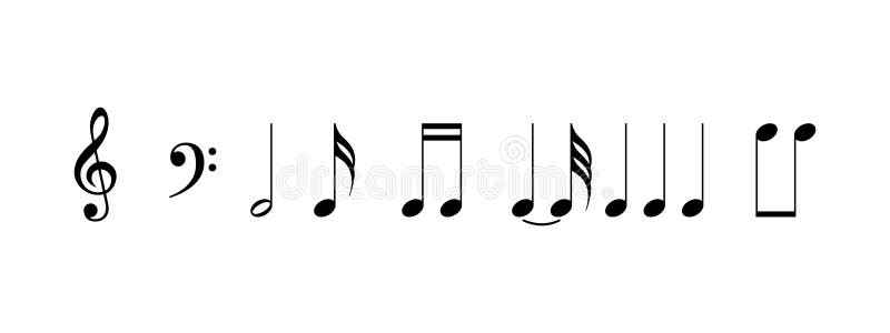 Music Notes Icon Set, Standard Music Notes Symbol Set, Vector ...