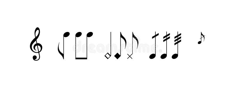 Music Notes Icon Set, Standard Music Notes Symbol Set, Vector ...