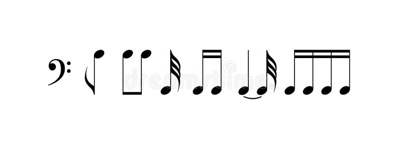 Music Notes Icon Set, Standard Music Notes Symbol Set, Vector ...