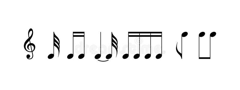 Music Notes Icon Set, Standard Music Notes Symbol Set, Vector ...