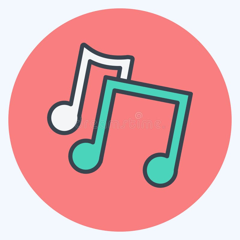 Music Notes Icon in Trendy Color Mate Style Isolated on Soft Blue ...