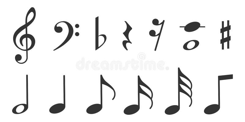 Music Notes Icons Set. Black Notes Symbol Stock Vector - Illustration ...