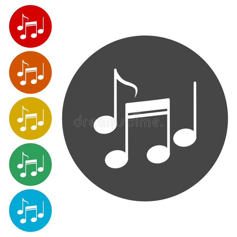 Musical Notes Color Icon Set Isolated On White Background Stock Vector ...