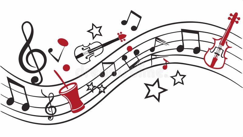 Music Notes and Instruments, Music and Melody Theme Vector Design ...