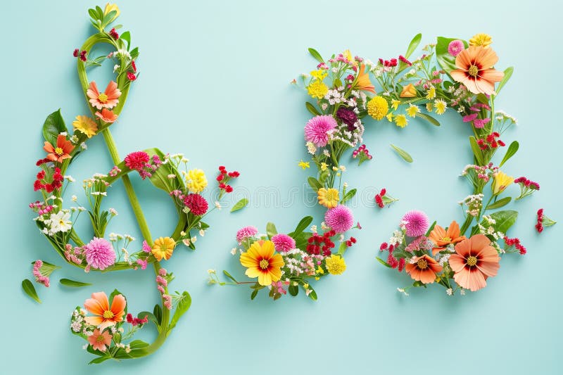 Music Notes Made of Flowers Stock Illustration - Illustration of design ...