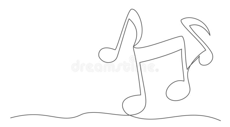 Music Notes One Line Drawing Isolated on White Background Stock Vector ...