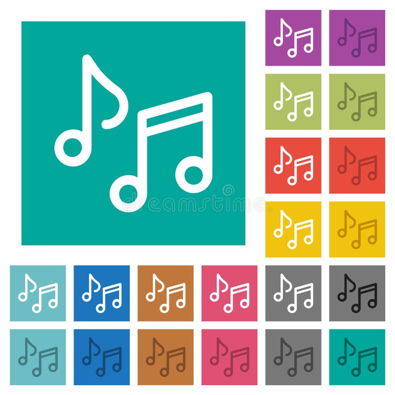 Music Notes Outline Square Flat Multi Colored Icons Stock Vector ...