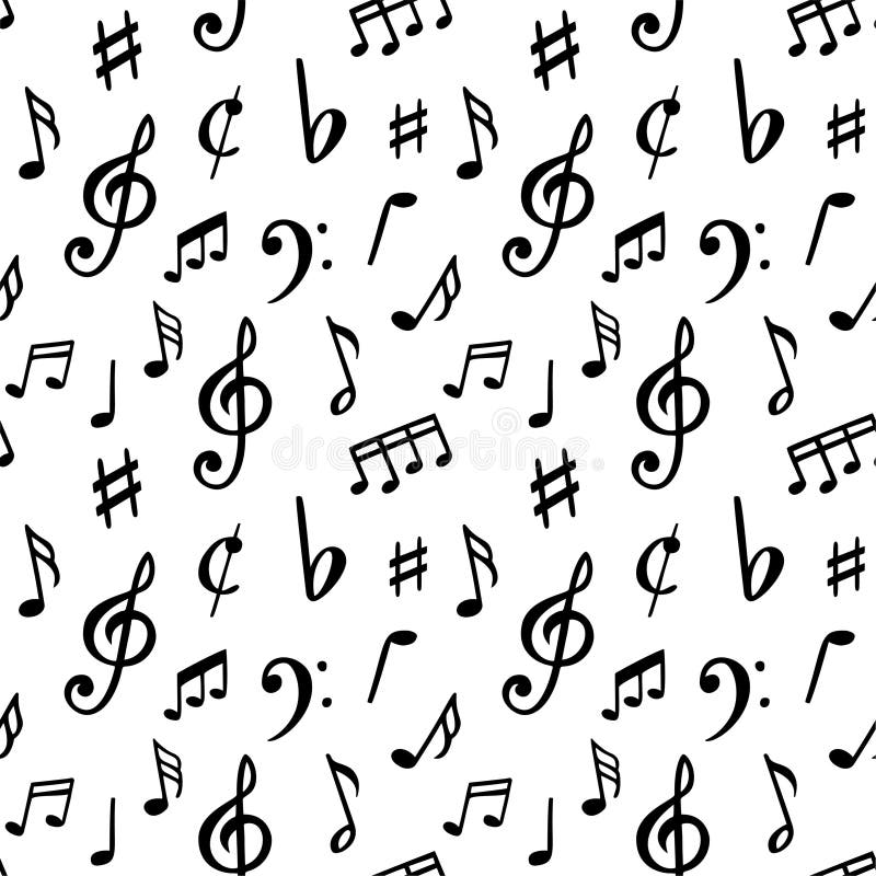 Music Notes Pattern. Seamless Song Notation Sheet Symbols, Abstract ...