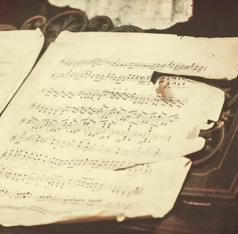 Music Notes on Piano Vintage Image Stock Photo - Image of sign ...