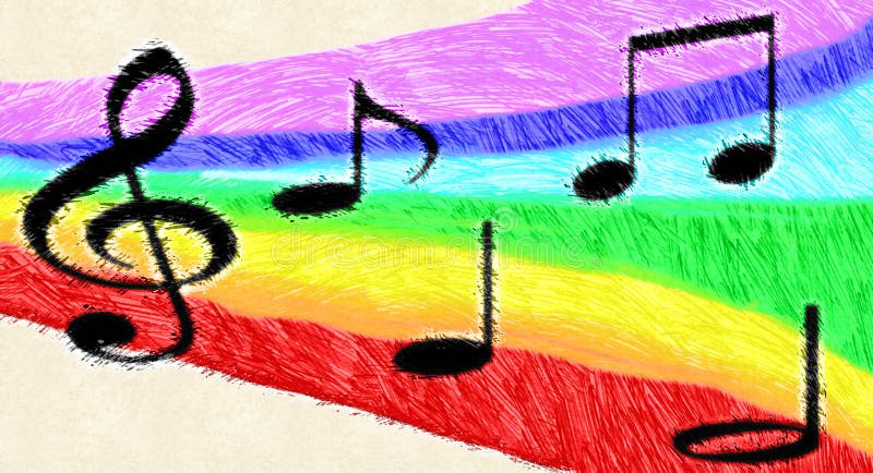 Happy Rainbow with Music Note Background Stock Vector - Illustration of ...