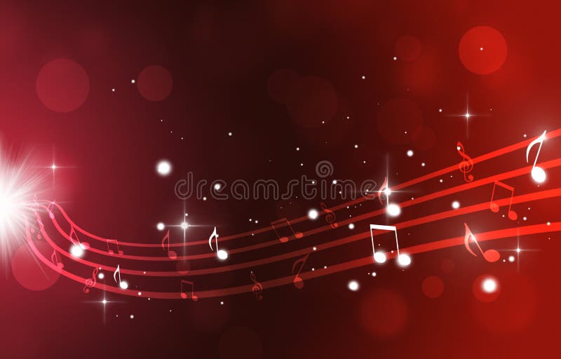 Music Notes on Red Background Stock Illustration - Illustration of dark ...