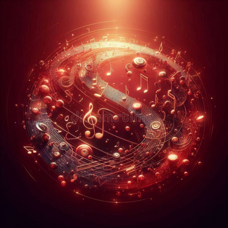 Music Notes on Rich Red Background, Perfect for a Stylish Header Design ...