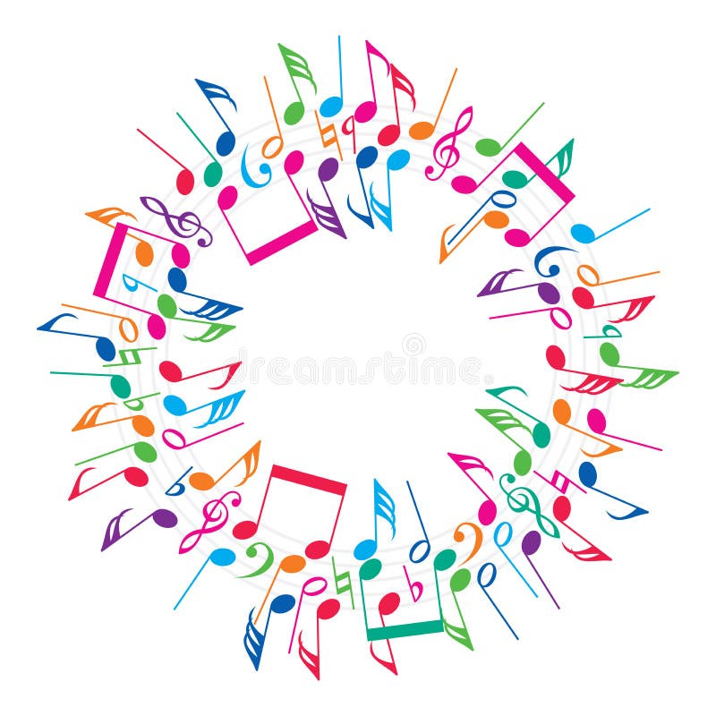 Round Colorful Background of Music Notes, Vector Stock Vector ...
