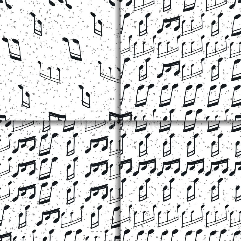 Music Notes Seamless Pattern Set Stock Vector - Illustration of sign ...