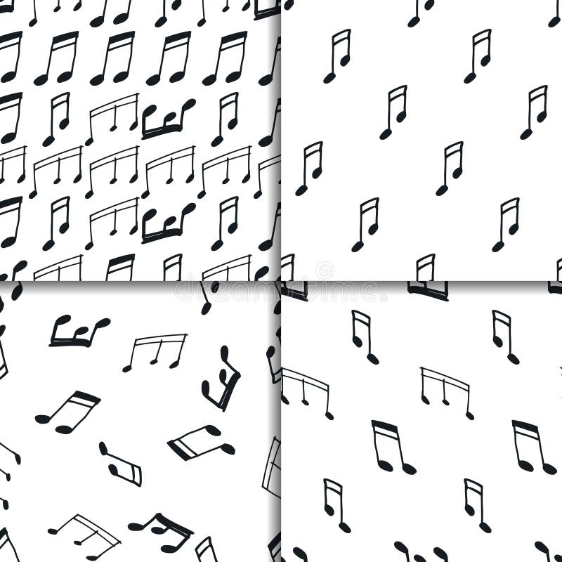 Music Notes Seamless Pattern Set Stock Vector - Illustration of sketch ...