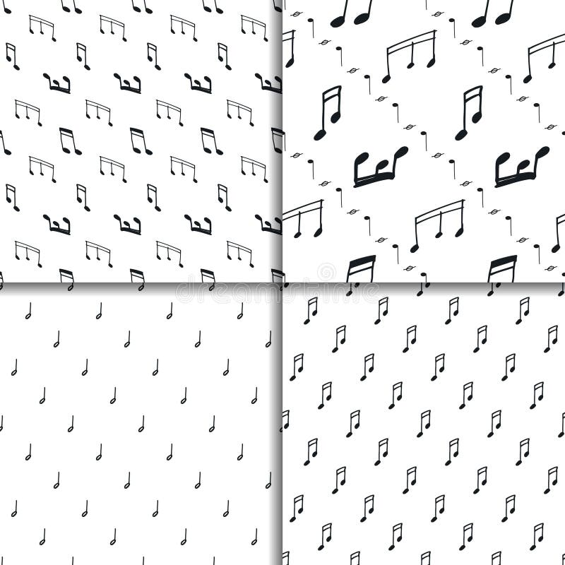 Music Notes Seamless Pattern Set Stock Vector - Illustration of symbol ...