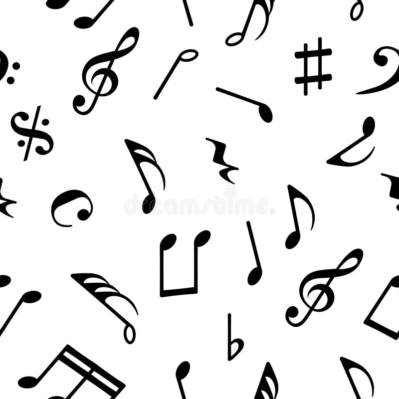 Music Notes Seamless Pattern on White Background. Vector Illustration ...