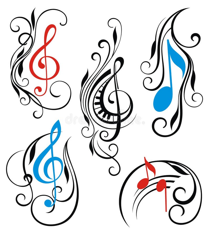 Music notes on staves stock vector. Illustration of treble - 55436394