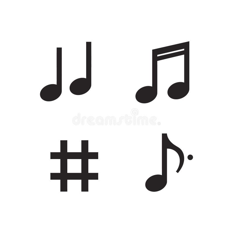 Music Notes and Sharp Symbol Simple Black Flat Design Icons Set Vector ...