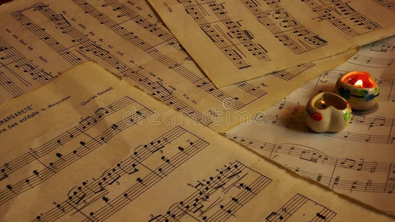 Music Notes Sheets and Candles Stock Video - Video of design, leaf ...