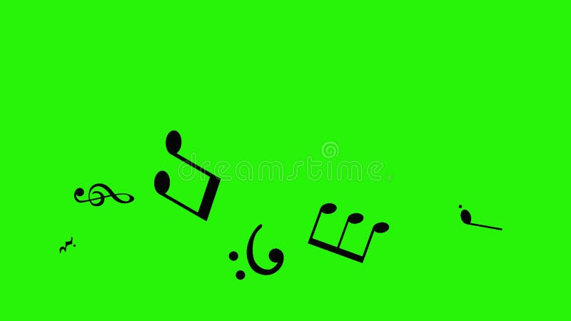 Music Notes Signs Animation Elements on Green Screen Chroma Key Stock ...