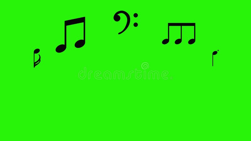 Music Notes Signs Animation Elements on Green Screen Chroma Key Stock ...