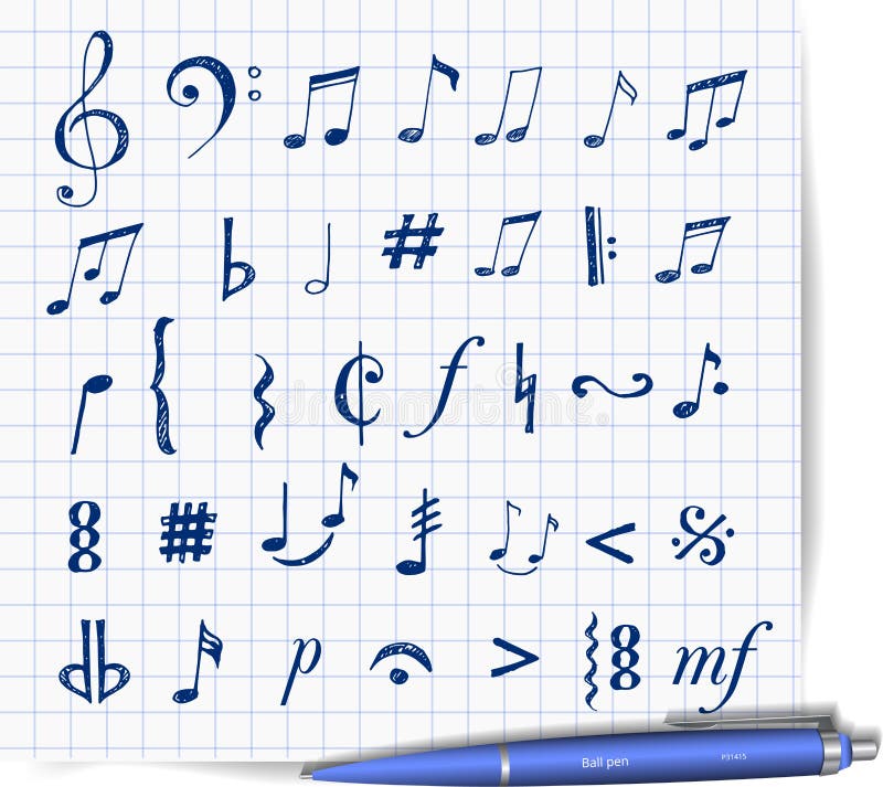 Music notes and signs stock vector. Illustration of treble - 56277381