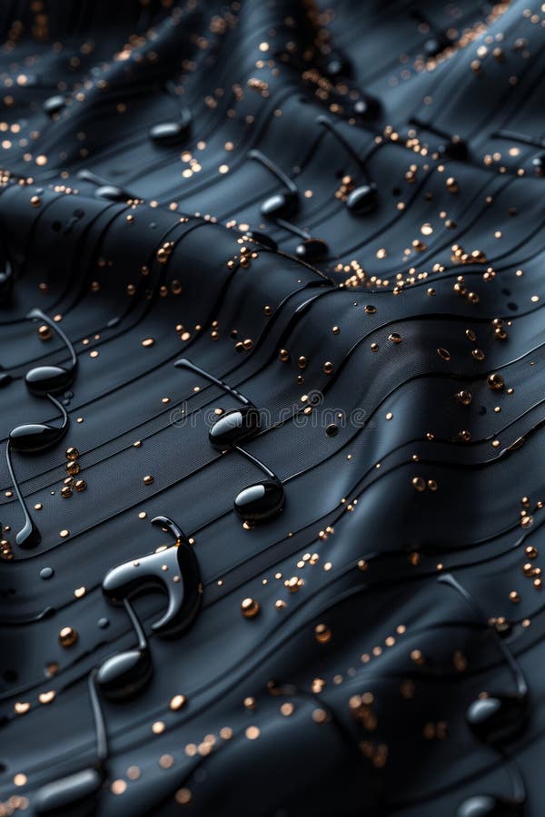 Music Notes on Soft Silk Surface Stock Image - Image of drapery, light ...