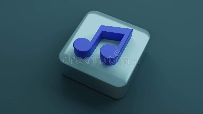 Music Notes, Song, Melody Icon on Square Shape , 3d Rendering Stock ...