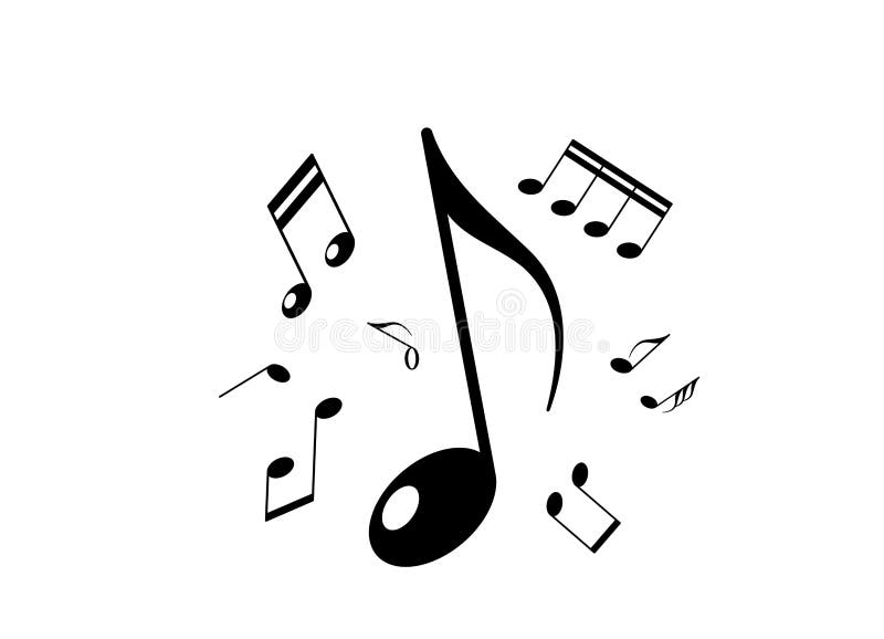 Music Notes with Curves, Swirls Vector Illustration. Melody Element ...