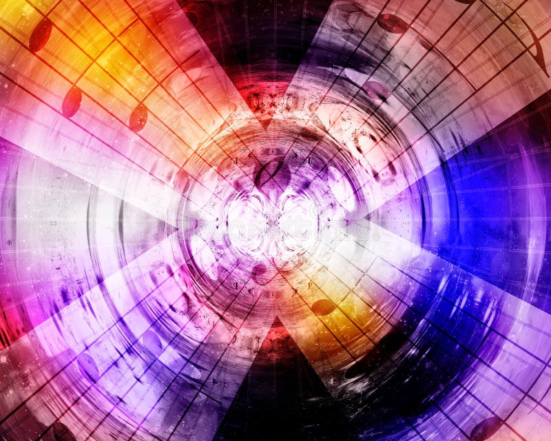 Music Notes in Space with Stars. Abstract Color Background. Music ...