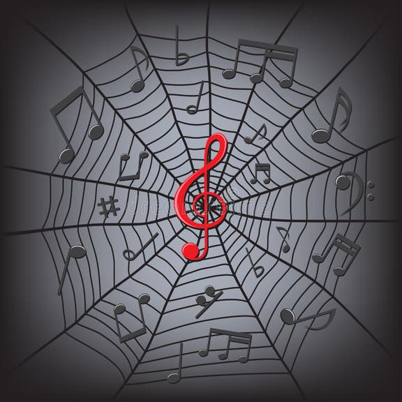 Music Notes in the Spider Web Stock Vector - Illustration of chord ...