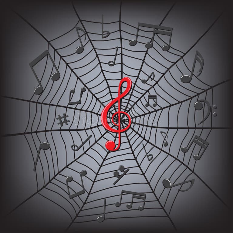 Music Notes in the Spider Web Stock Vector - Illustration of chord ...