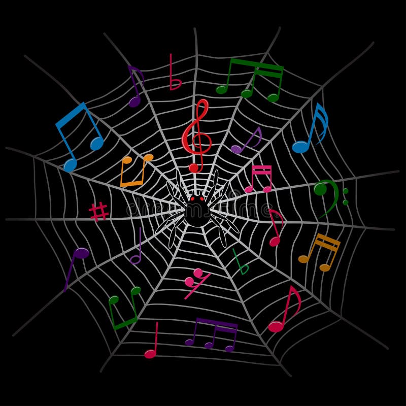 Music Notes in the Spider Web Stock Vector - Illustration of chord ...