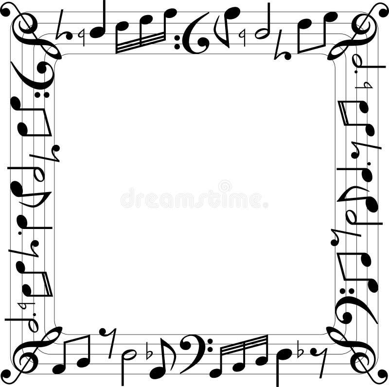 Music Notes Square Box Border Stock Illustration - Illustration of clef ...