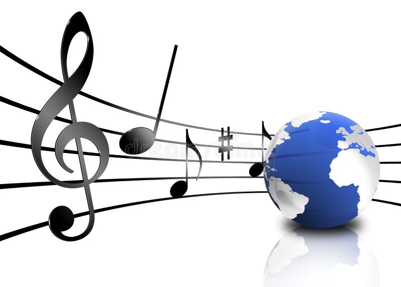 Internet music world notes stock illustration. Illustration of wide ...