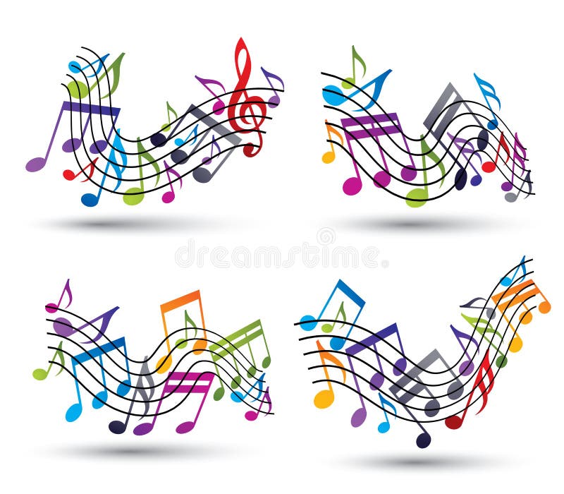 Music notes on staves. stock vector. Illustration of ideas - 42986809