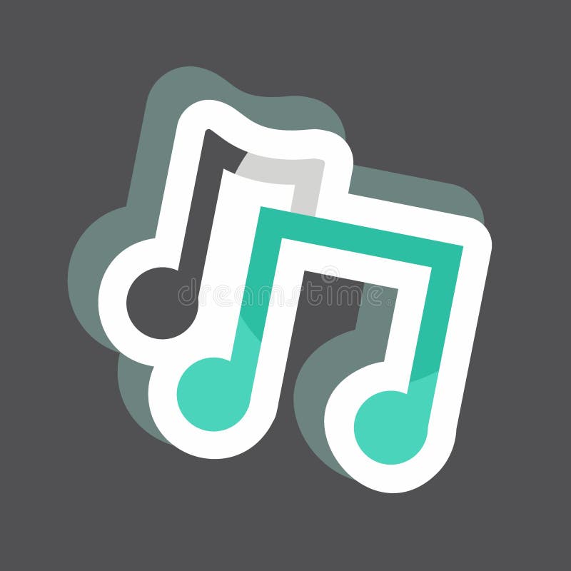 Music Notes Sticker in Trendy Isolated on Black Background Stock ...