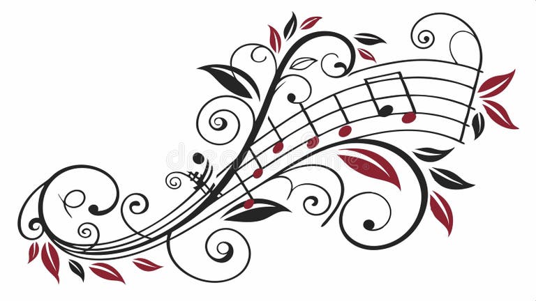 Music Notes Swirl Corner, Melodic Design Element for Musical Projects ...